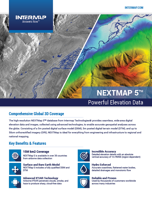 NEXTMap Data Sheets | Intermap