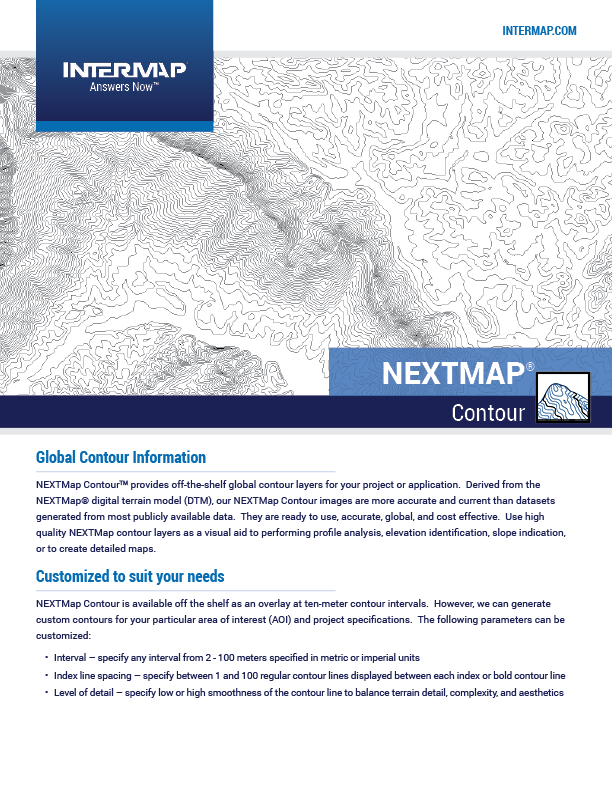 NEXTMap Data Sheets | Intermap