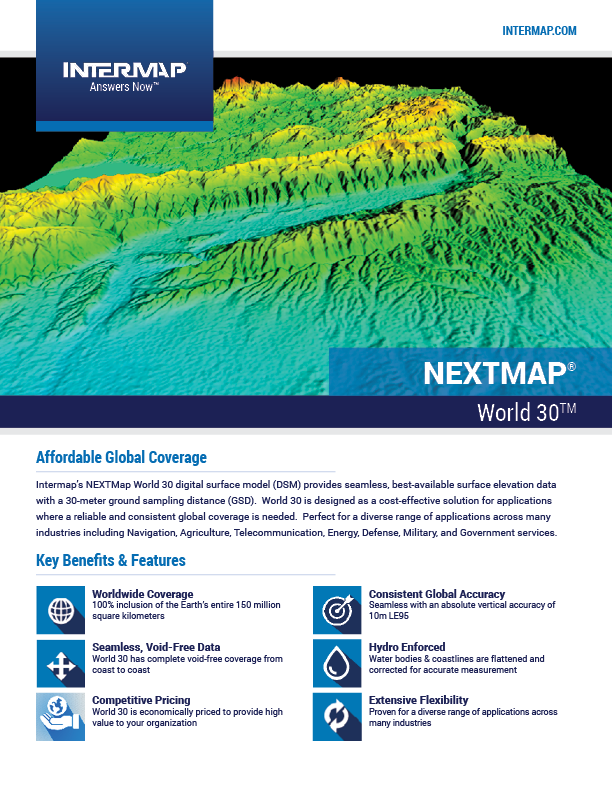 NEXTMap Data Sheets | Intermap